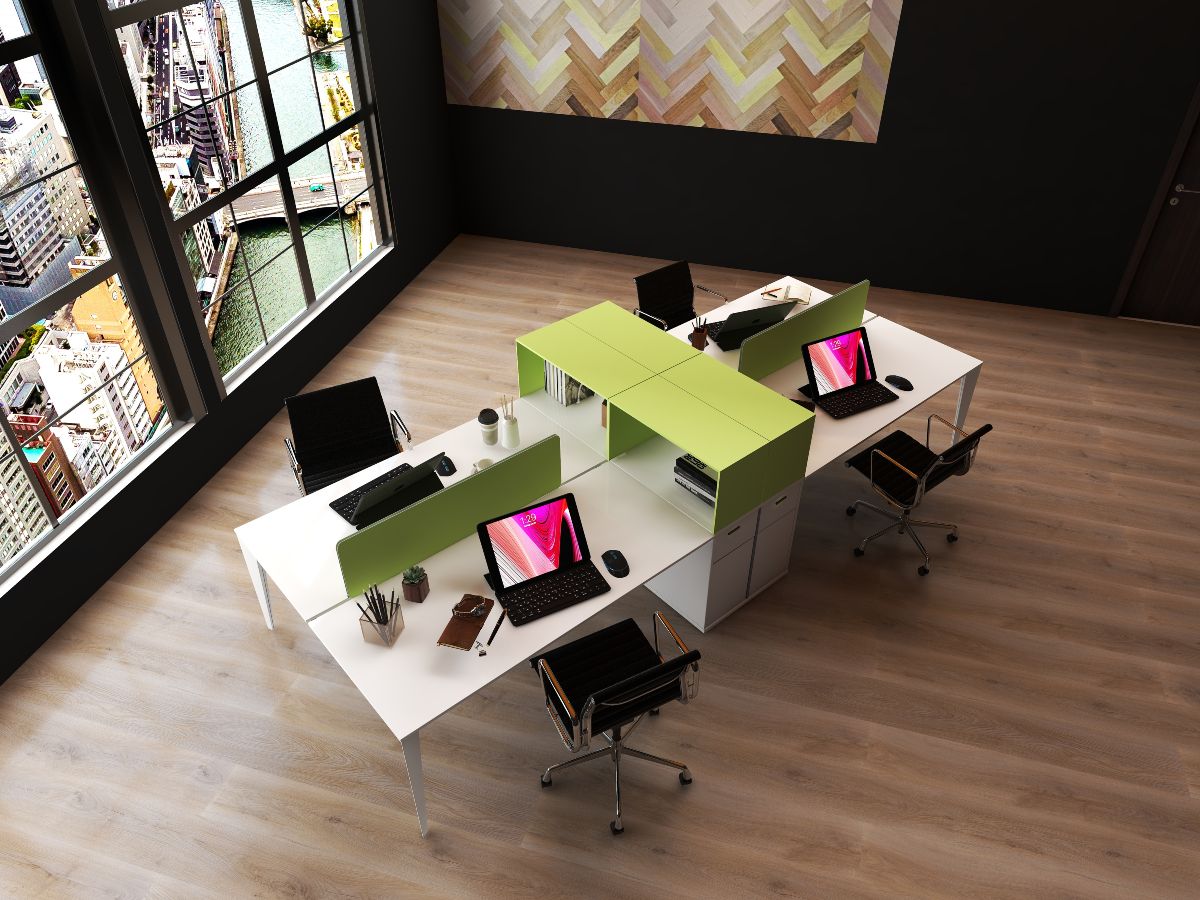 4-Person Office Workstations – Modular & Corporate Office Solutions ...